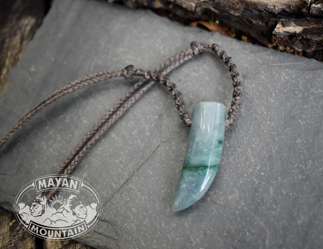 LARGE TOOTH CLAW // Imperial Streaks // Blue Jadeite Jade // Macrame ...