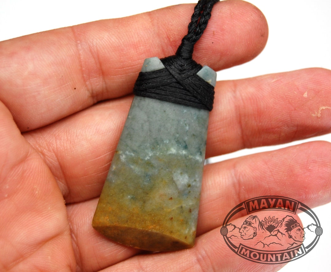 ADZE CELT Toki // Guatemalan Jadeite Jade // Blue With ORANGE Champagne ...