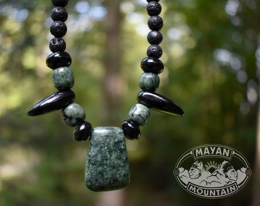 MAYAN WARRIOR NECKLACE / Guatemalan Jadeite Jade / Adze Celt Hatchet ...