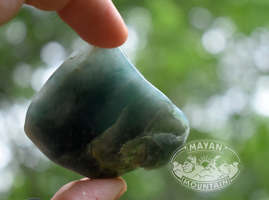 GUATEMALAN Jadeite JADE / Sea Foam Blue Green / Pocket Palm Stone ...