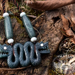 QUETZALCOATL Doubled Headed Feathered Serpent // DARK BLUE Guatemalan ...