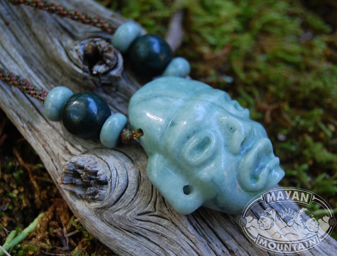 LARGE OLMEC FACE // Guatemalan Jadeite Jade Carving // Macrame - Etsy
