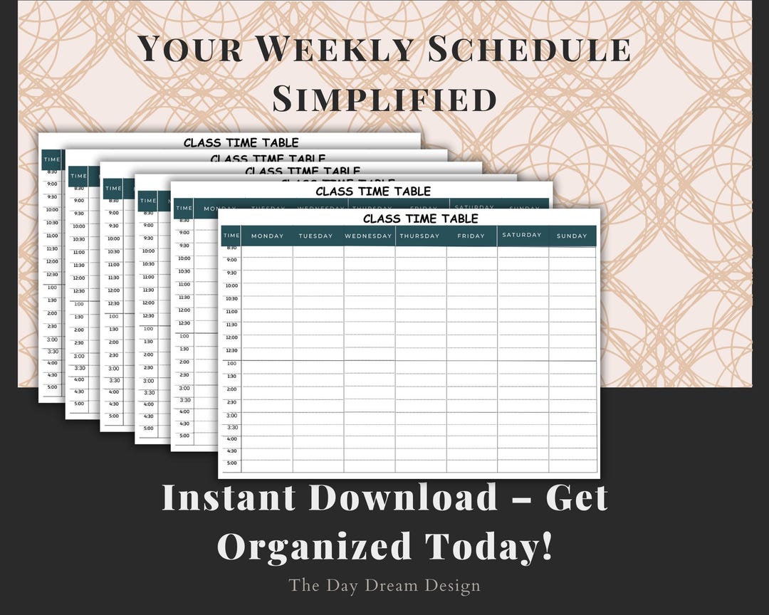 Class Timetable Bundle | 50 Printable A4 Schedules | Weekly Planner ...