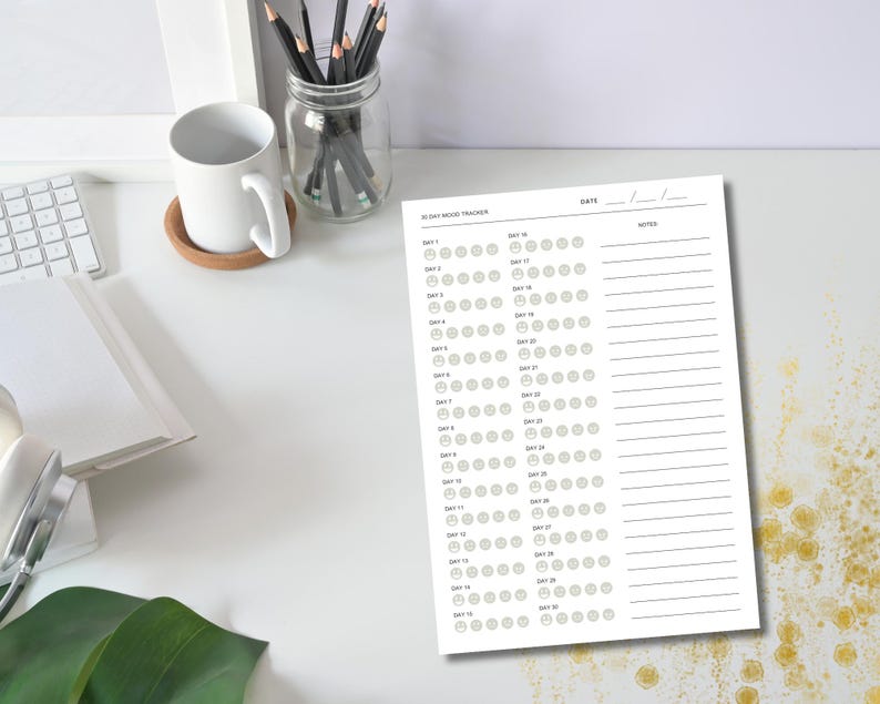 30 Day Mood Tracker Printable | Mental Health Journal Page | Mood Log ...