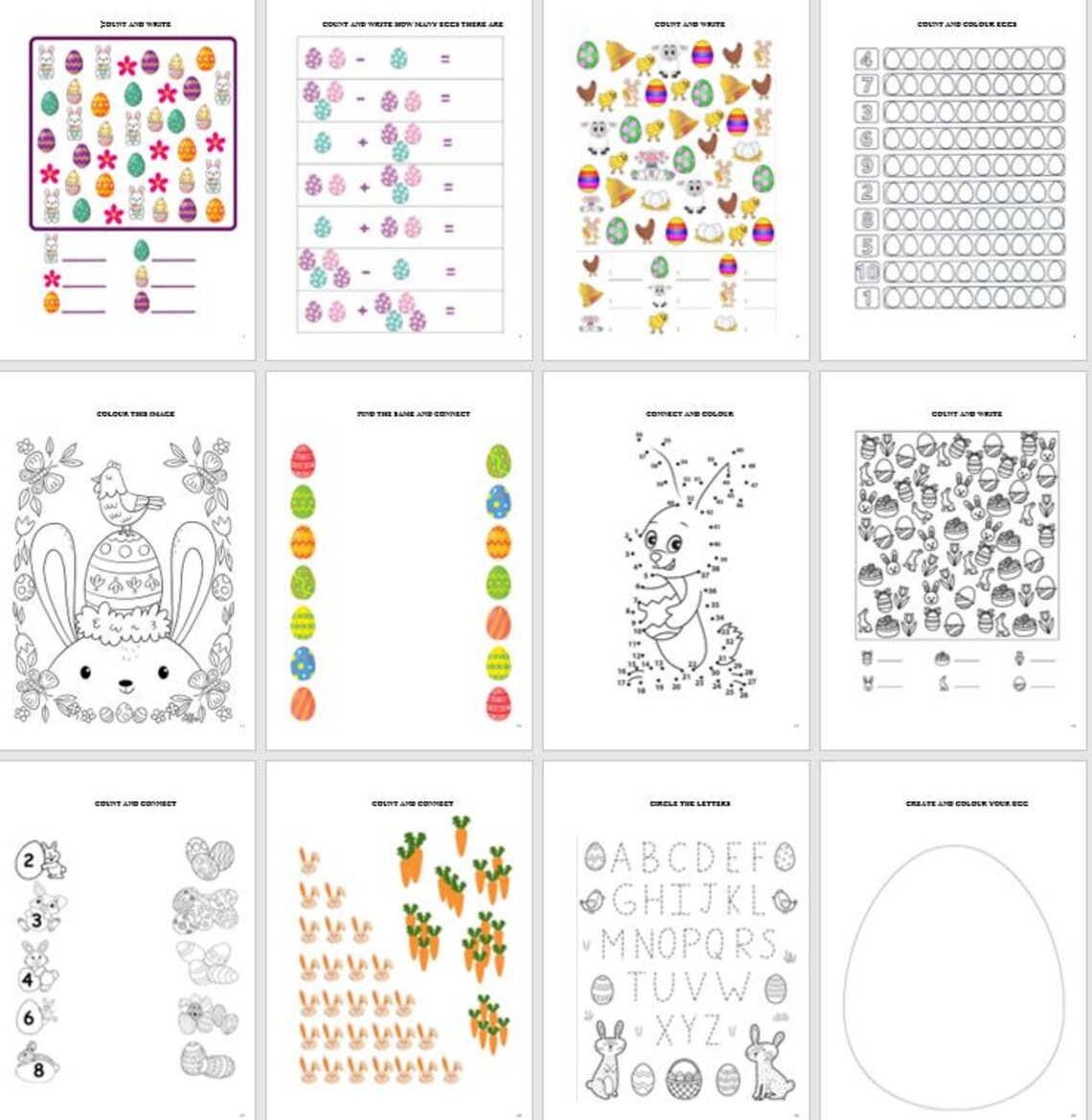Easter Theme Activity Sheets for Kids - Preschool - Etsy
