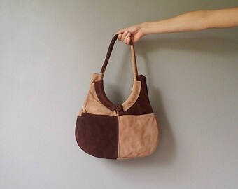 Suede patchwork bag | Etsy