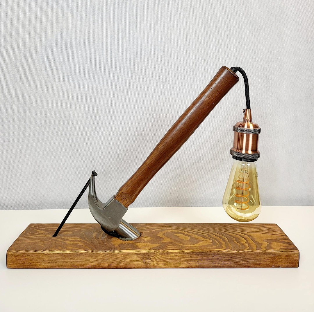 Unique hammer Lamp Made From a Real Hammer. Retro Style Socket, Bulb ...