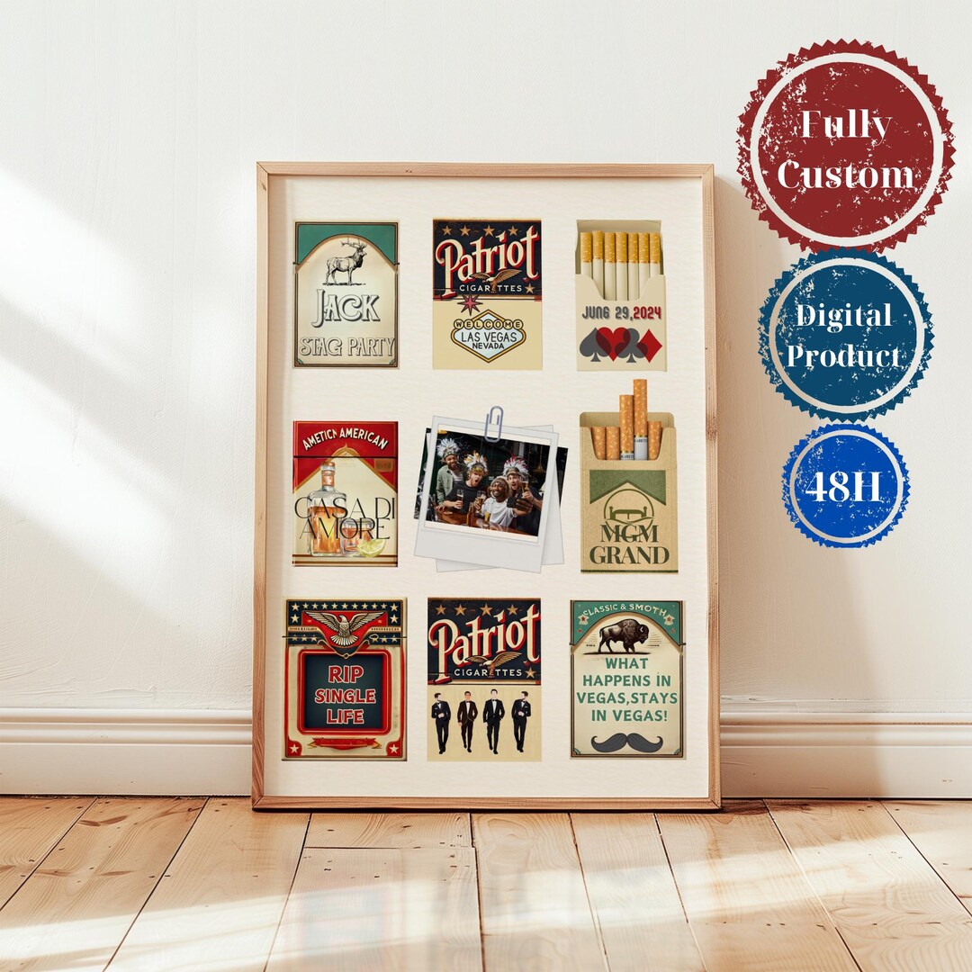 Personalized Vintage Cigarette Poster Retro Tobacco Art Printable Wall ...