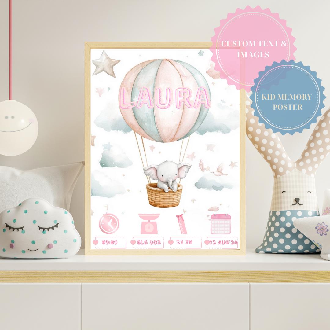 Custom Baby Birth Poster | Printable Personalized Design With Baby Name ...