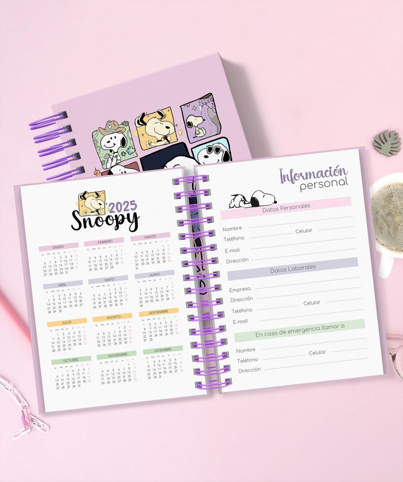 Snoopy Editable A5, Archivo Digital, Happy Planner, Planner Español ...
