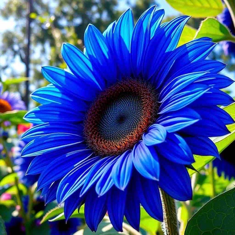 30 Rare Blue Sunflower Seeds for Planting. Hybrid Colorful Blooms ...