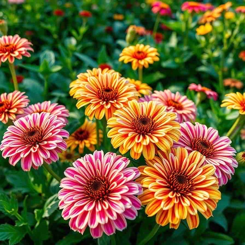 50 Candy Striped Zinnia Seeds Annual Butterflies Garden Planting Spring ...