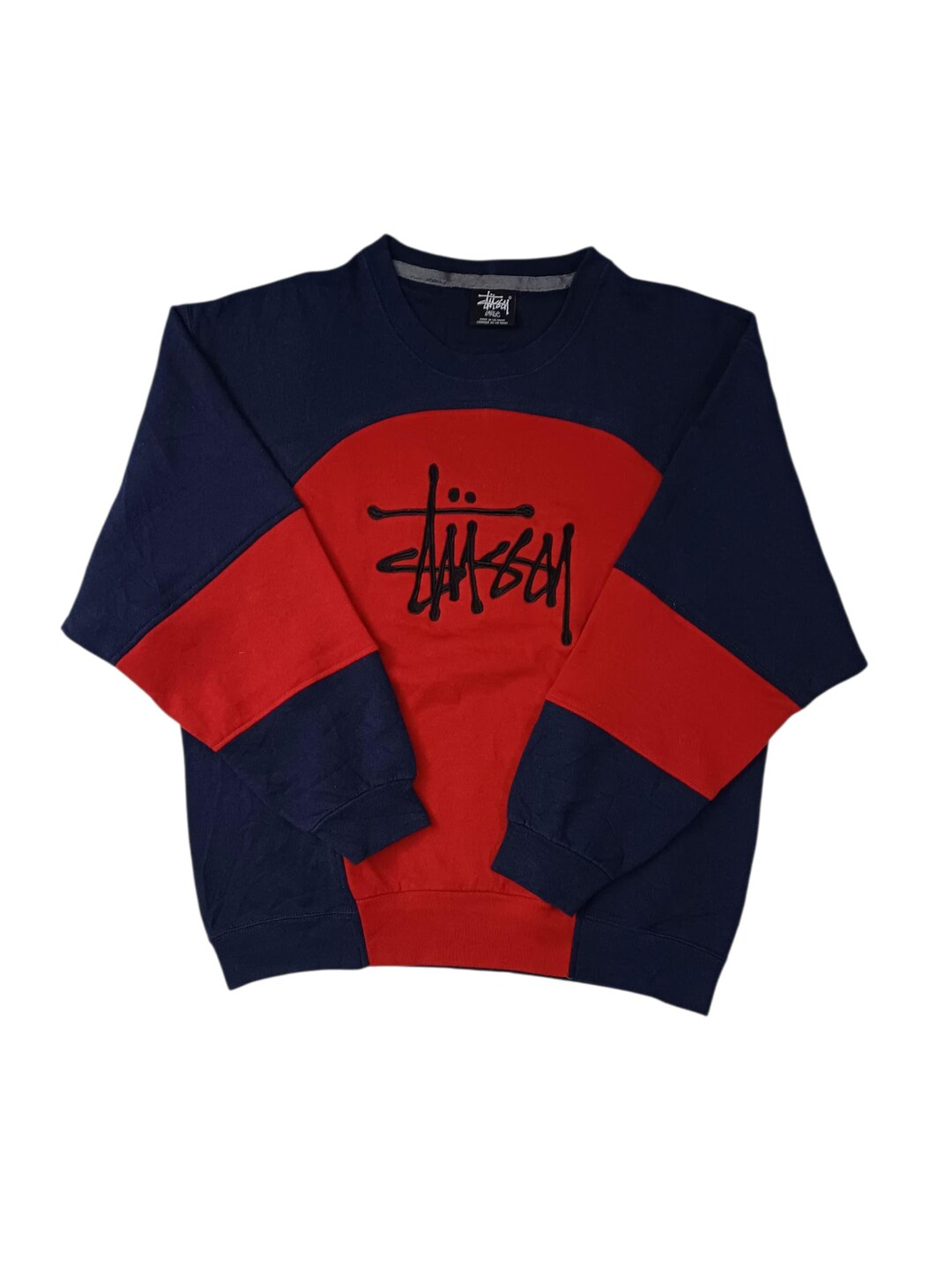 Stussy Vintage Rework Embroidered Unisex Sweatshirt Size L Navy/red - Etsy
