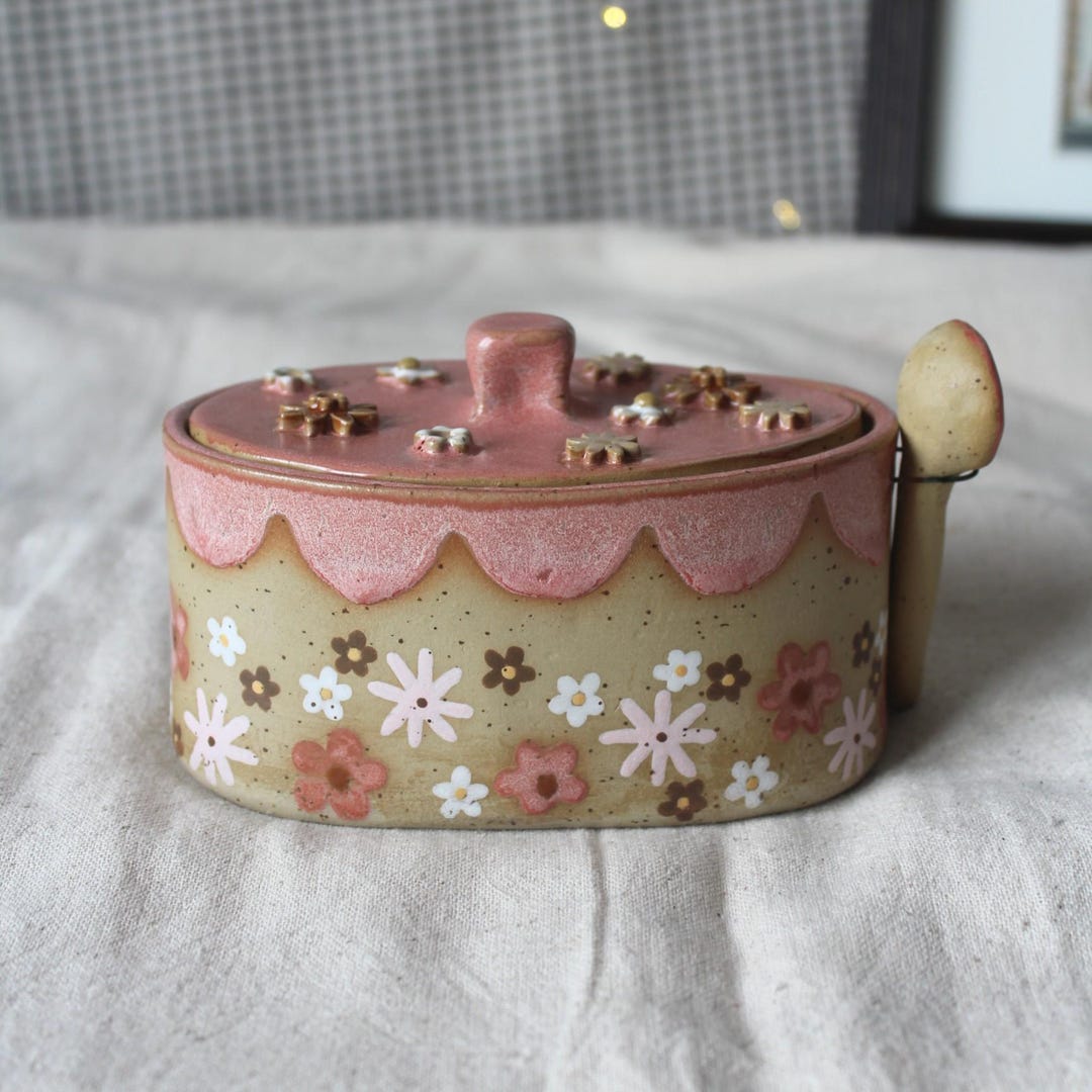 Handmade Ceramic Box, Hand Painted Storage Jar, Rustic Jewelry Box ...