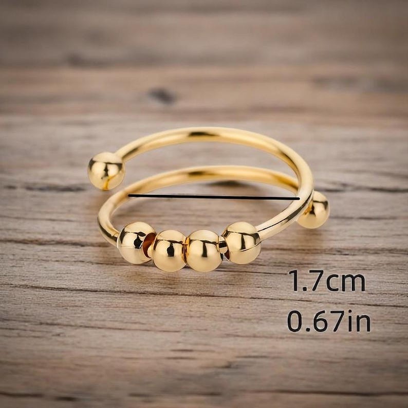 Beaded Anxiety Ring Fidget Ring | Moveable Balls Ring | Skin Picking ...