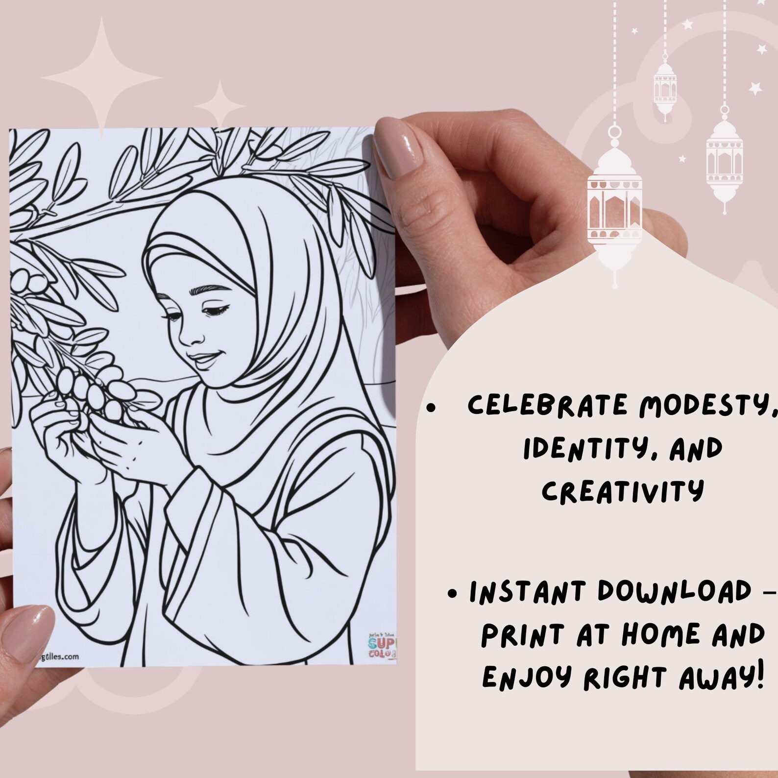 Islamic Girl Coloring Book Printable, Muslim Hijabi Girls Activities ...