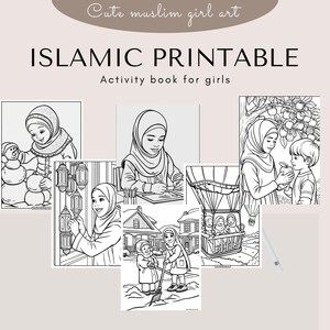 Islamic Girl Coloring Book Printable, Muslim Hijabi Girls Activities ...