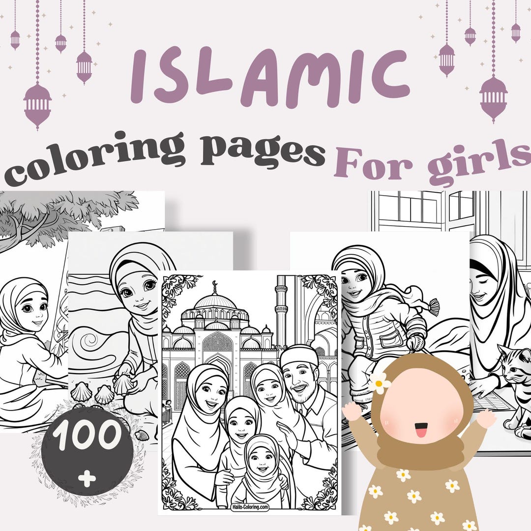 Islamic Girl Coloring Book Printable, Muslim Hijabi Girls Activities ...