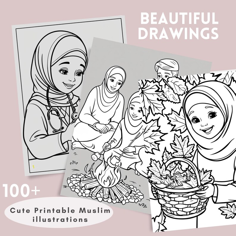 Islamic Girl Coloring Book Printable, Muslim Hijabi Girls Activities ...