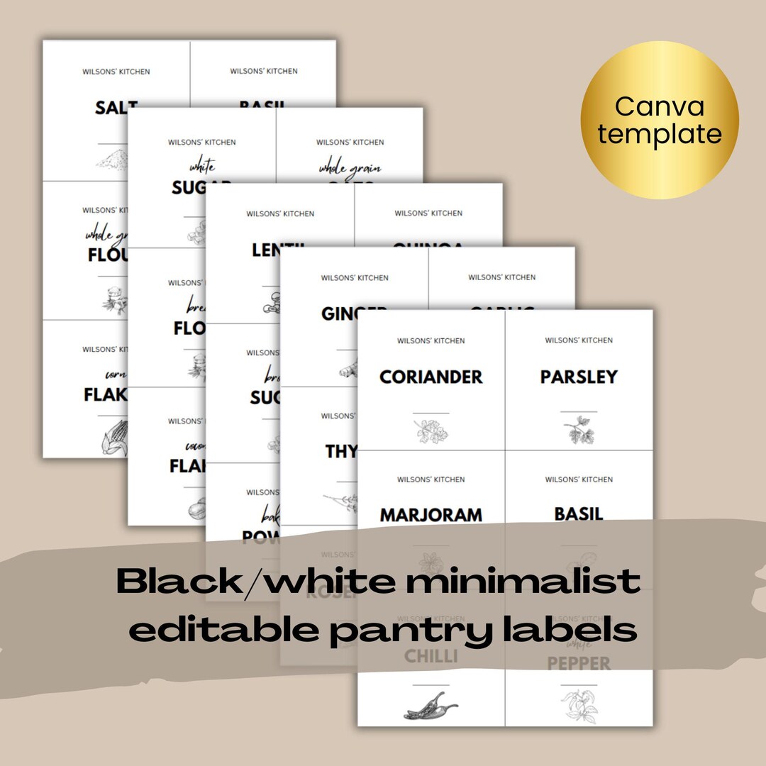 Customizable Pantry Labels Organisation Canva Template Editable and ...