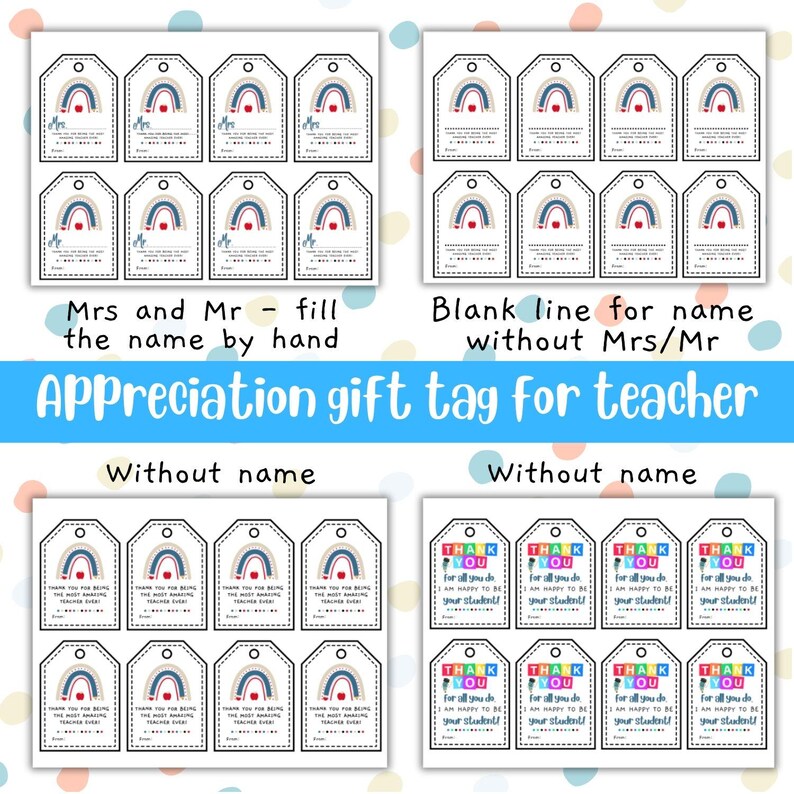 Printable Teacher Appreciation Gift Tag Math Teacher Gift Tag History ...