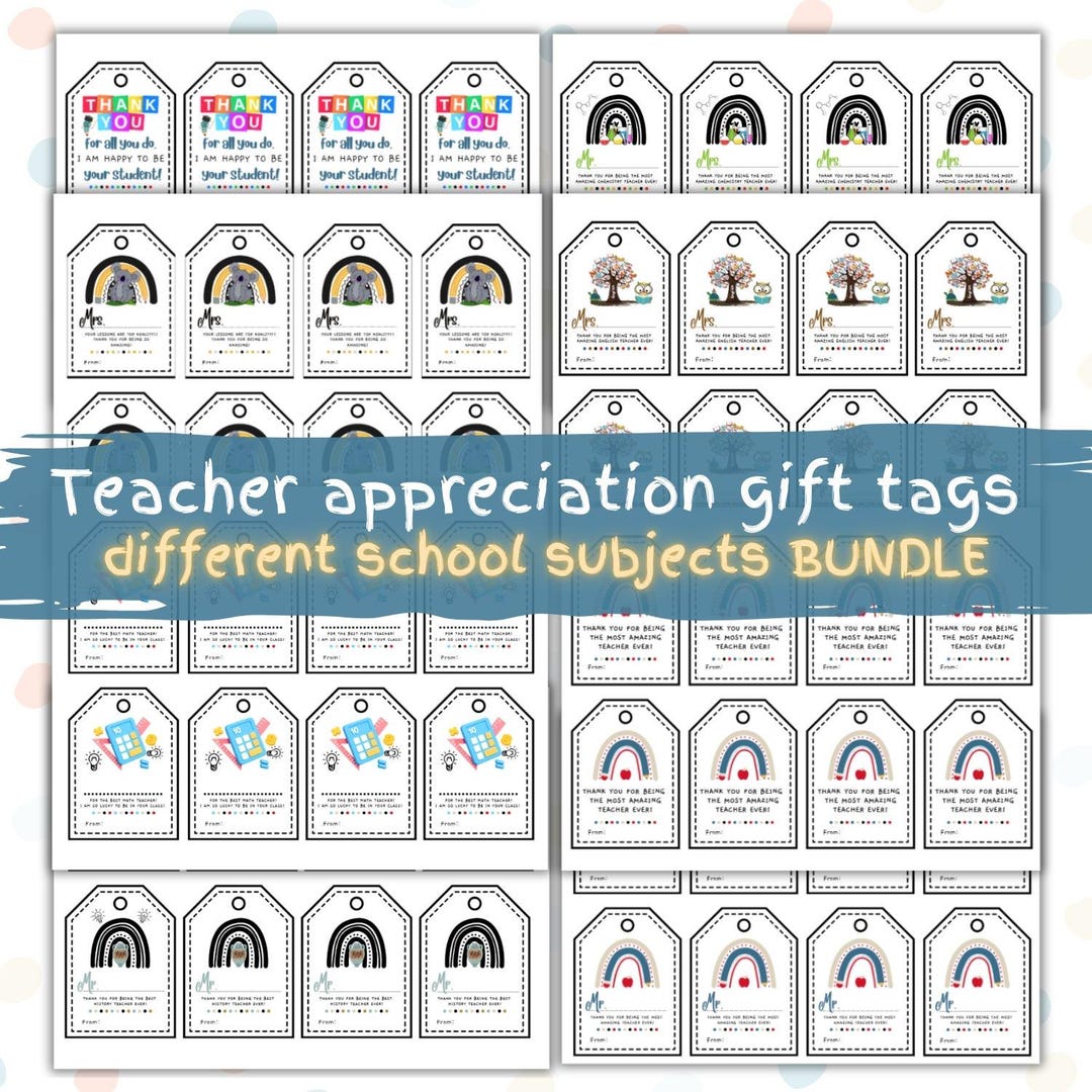 Printable Teacher Appreciation Gift Tag Math Teacher Gift Tag History ...