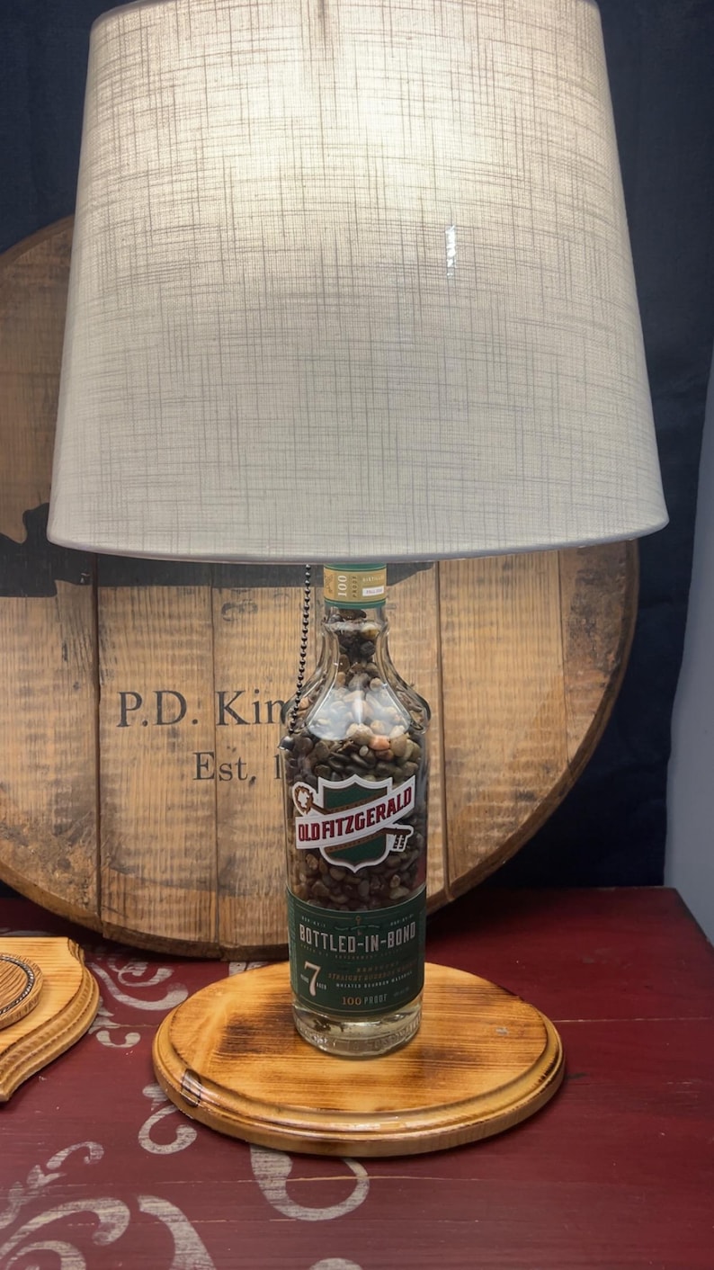 Custom Old Fitzgerald Bourbon Bottle Lamp With Shiny Pebbles. Shade and ...