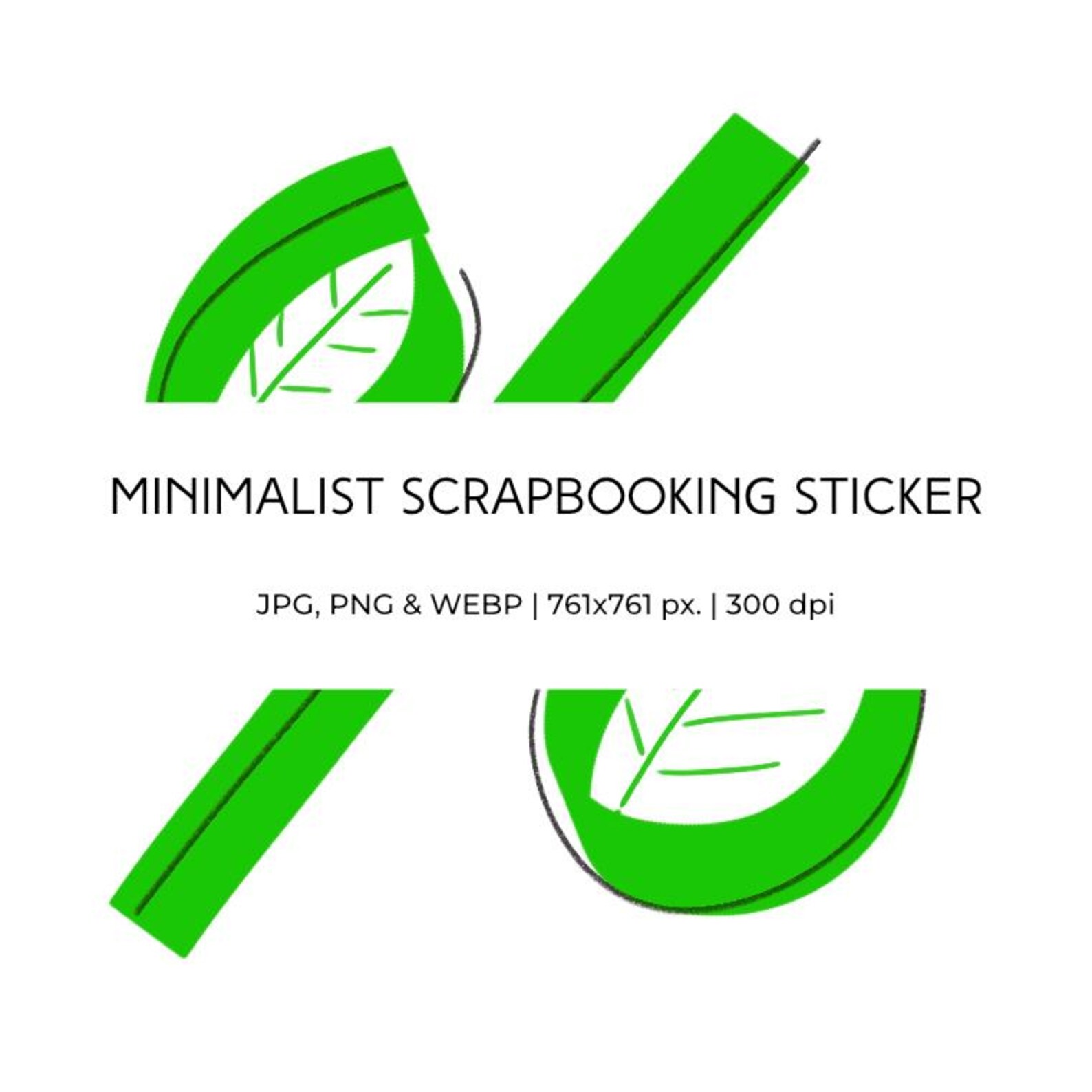 Minimalist Leaf Sticker: Scandinavian Scrapbooking Clipart (digital ...
