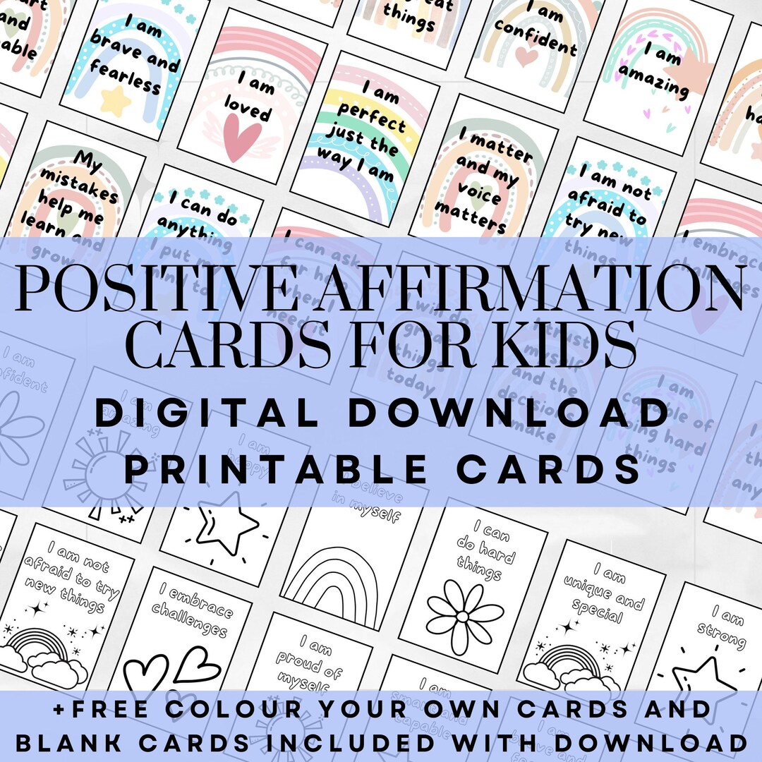 Positive Affirmation Cards for Kids, Motivational Cards, Encouragement ...