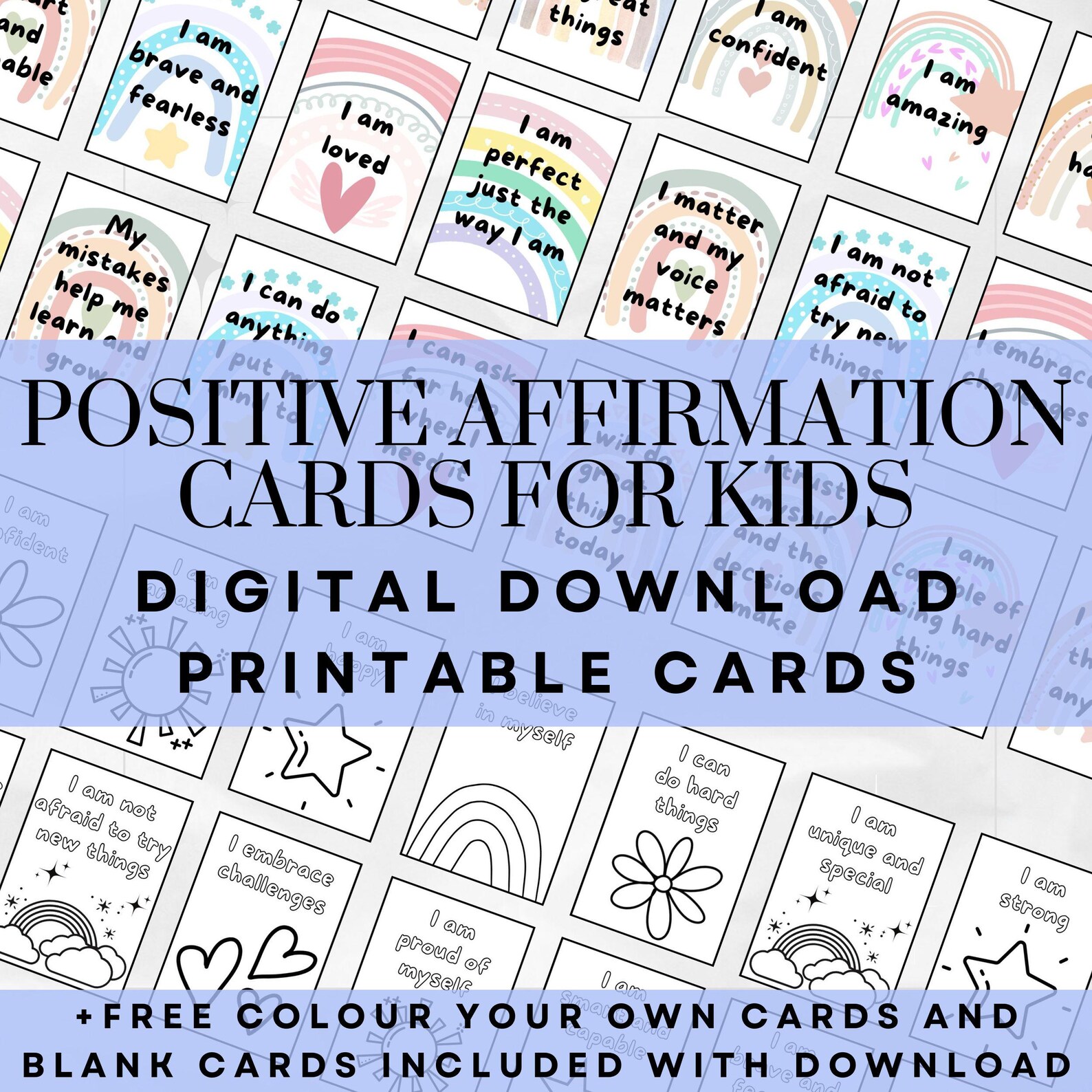 Positive Affirmation Cards for Kids, Motivational Cards, Encouragement ...