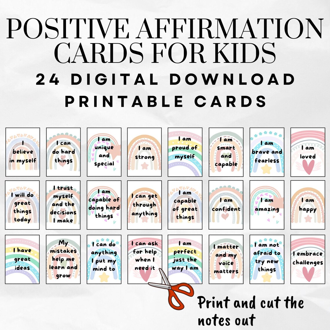 Positive Affirmation Cards for Kids, Motivational Cards, Encouragement ...