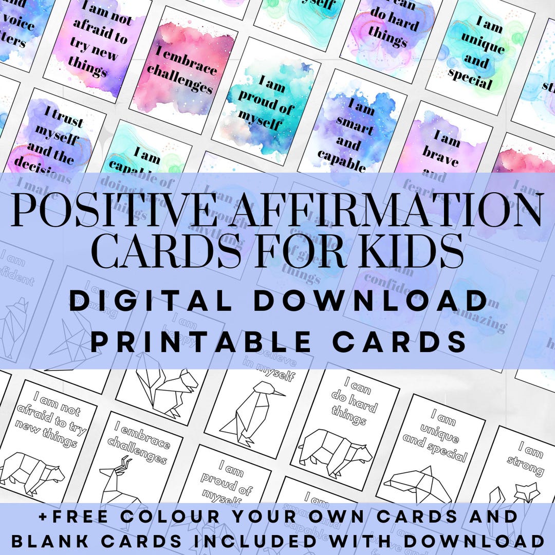 Positive Affirmation Cards for Kids, Motivational Cards, Encouragement ...