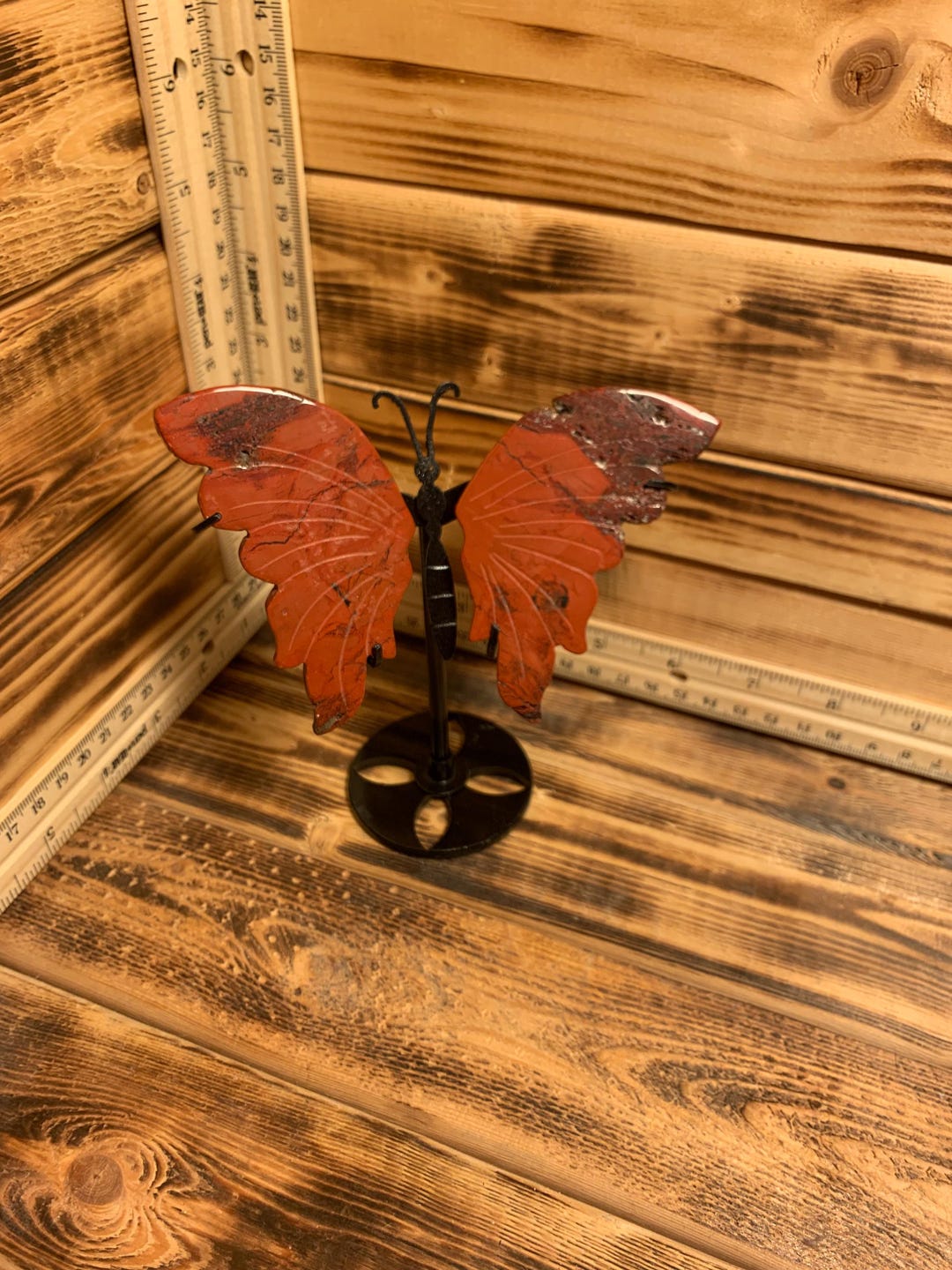 Red Jasper Crystal Stone Butterfly Wings With a Stand. Home Decor, Gift ...
