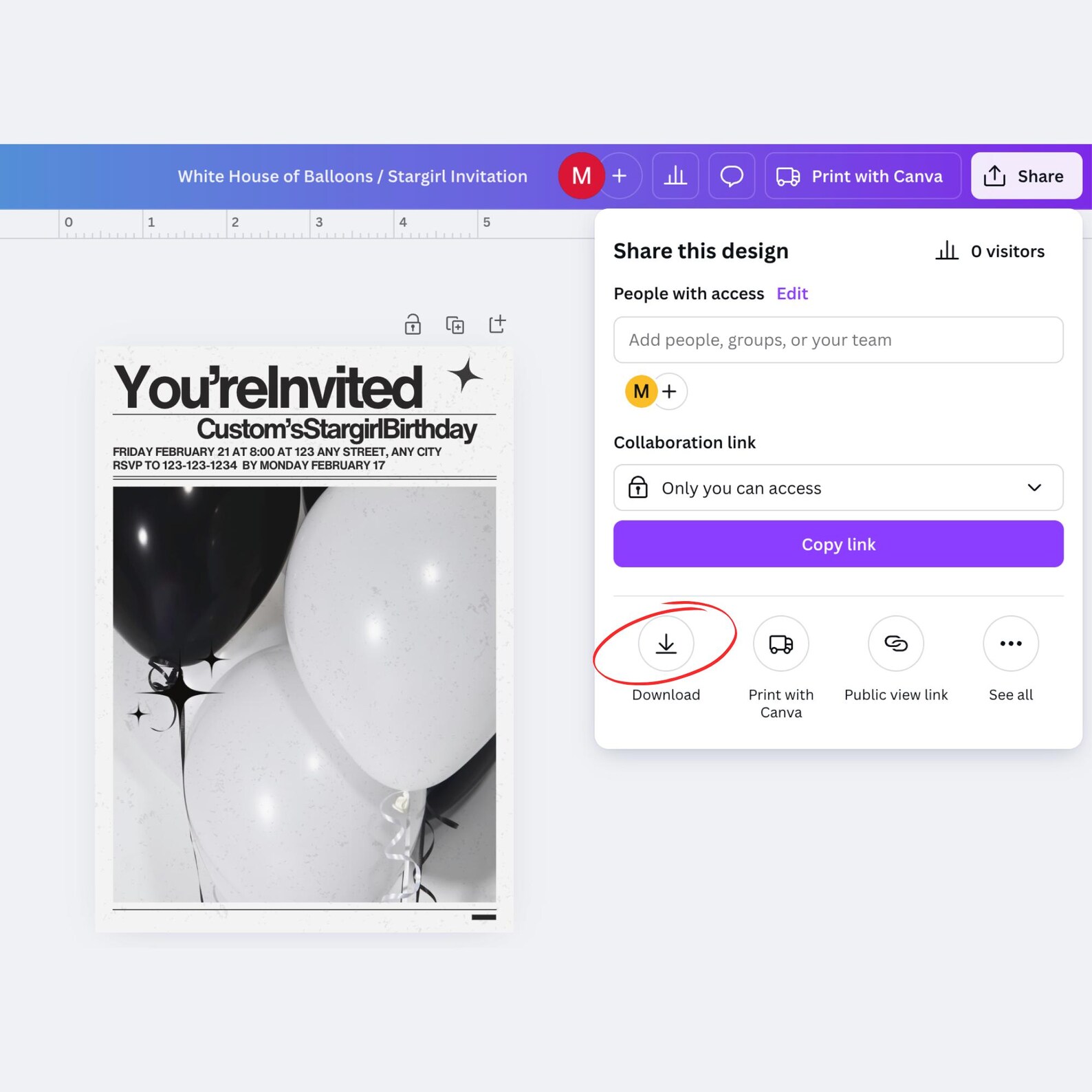 White the Weeknd House of Balloons Stargirl Starboy Party Invitation XO ...