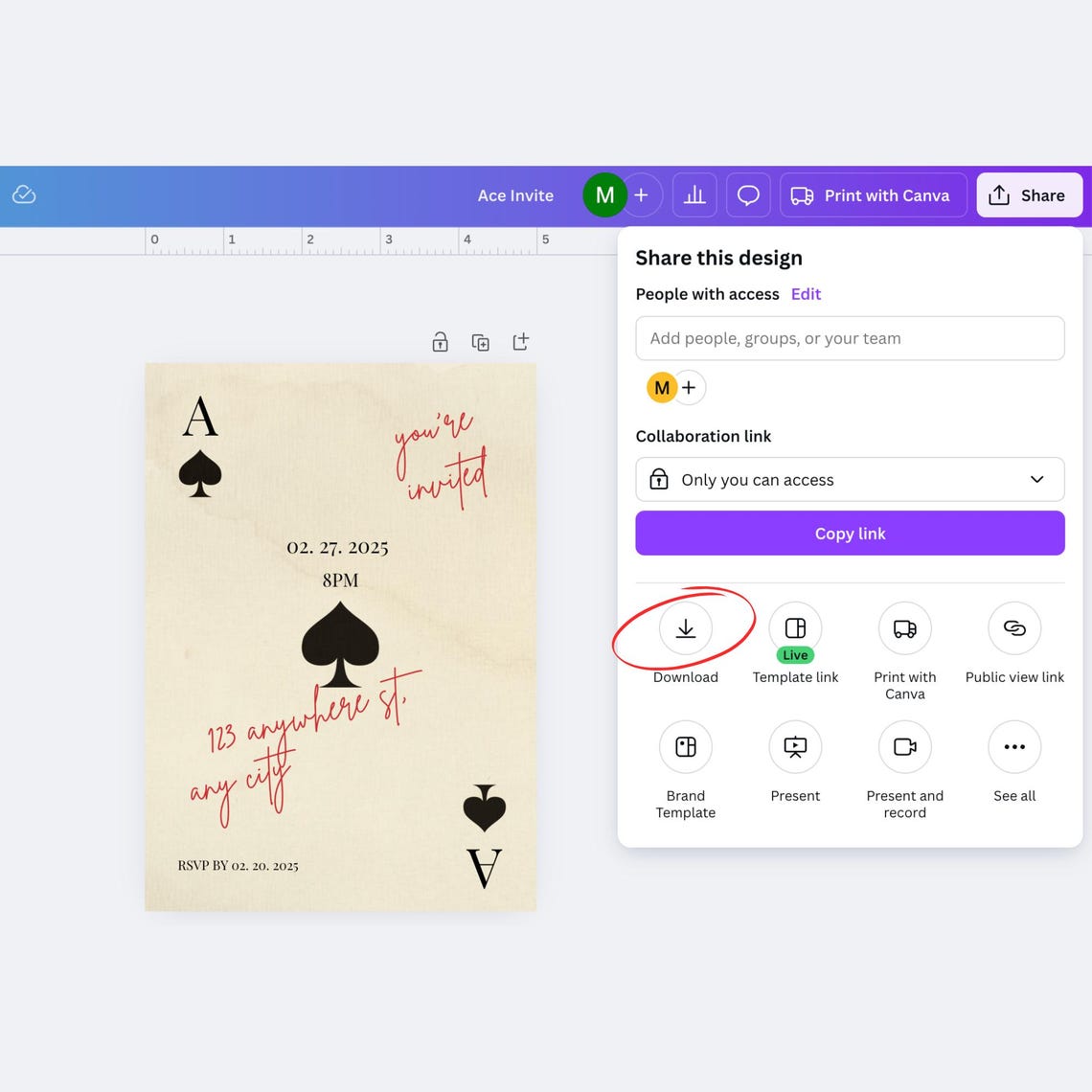 Ace of Spades Print Invitation, Playing Card Invitation, Jazz Invite ...