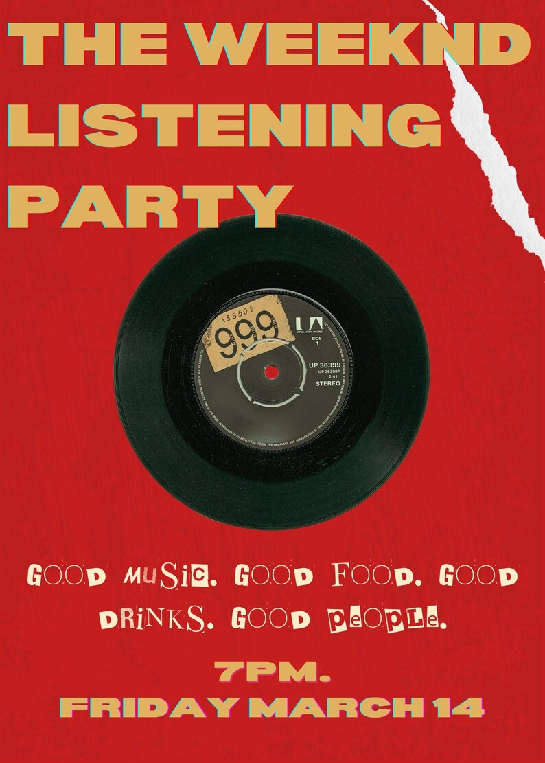Retro Album Release Party Invitation: Red Sound Design (editable, 5x7 ...
