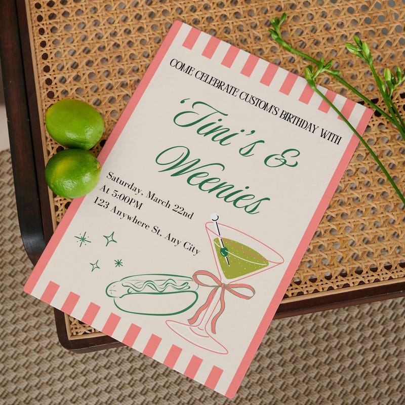 Dachshund Martini Invite - Etsy