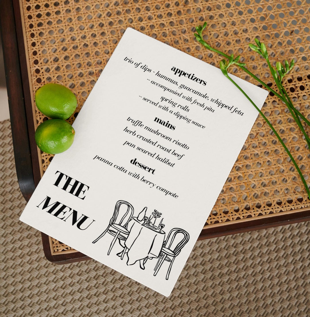 Classy Menu Template, Elegant Menu, Dinner Menu Template, Menu Design ...