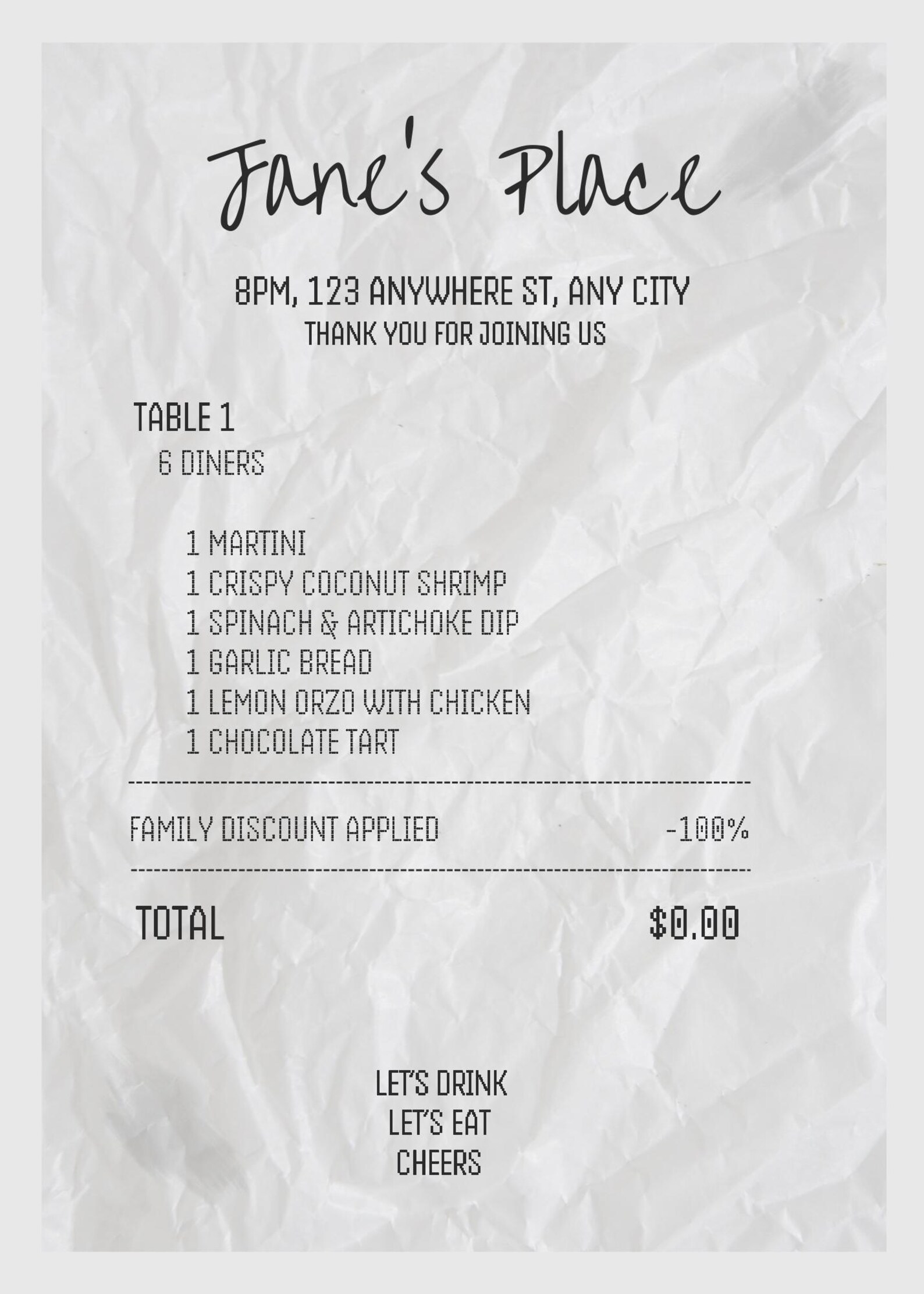 Receipt Menu Design Grey Gray Unique Modern Trendy Print Retro Editable ...