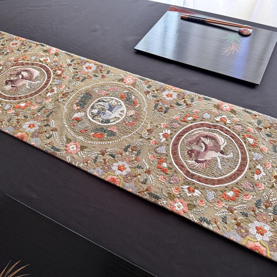 Extra-long / Vintage Japanese Obi Table Runner -one-of-a-kind Handmade ...