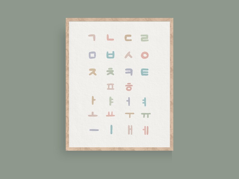 Korean Alphabet Printable Poster, Hangul Education, Korean Nursery ...