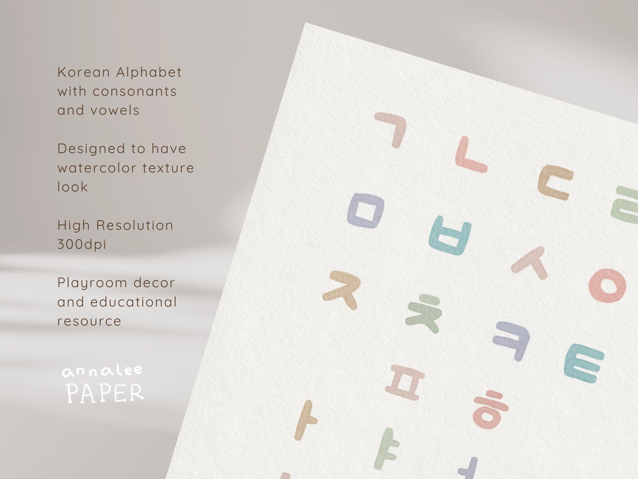 Korean Alphabet Printable Poster, Hangul Education, Korean Nursery ...