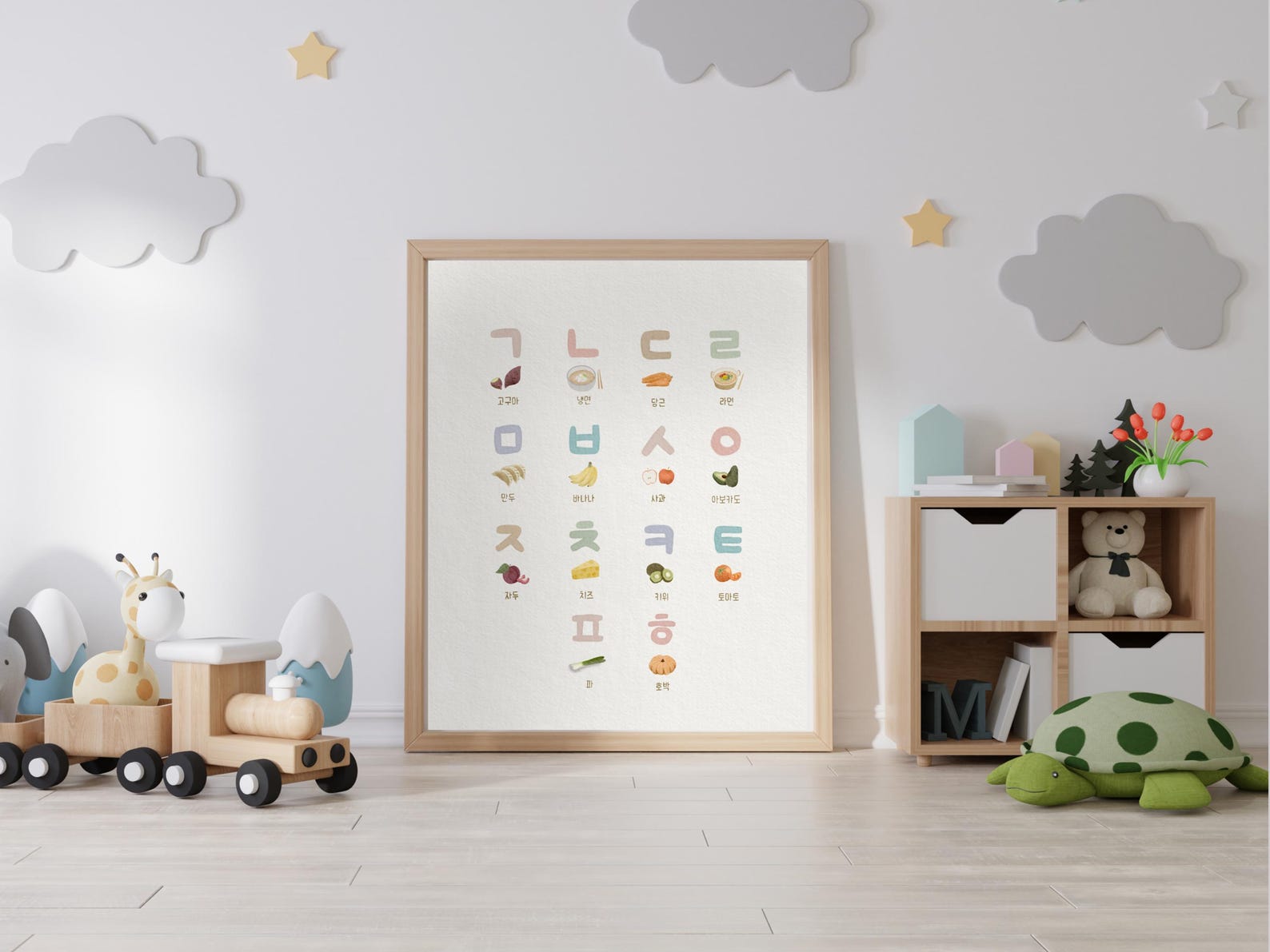 Printable Korean Alphabet Poster With Food Illustration, Hangul ...