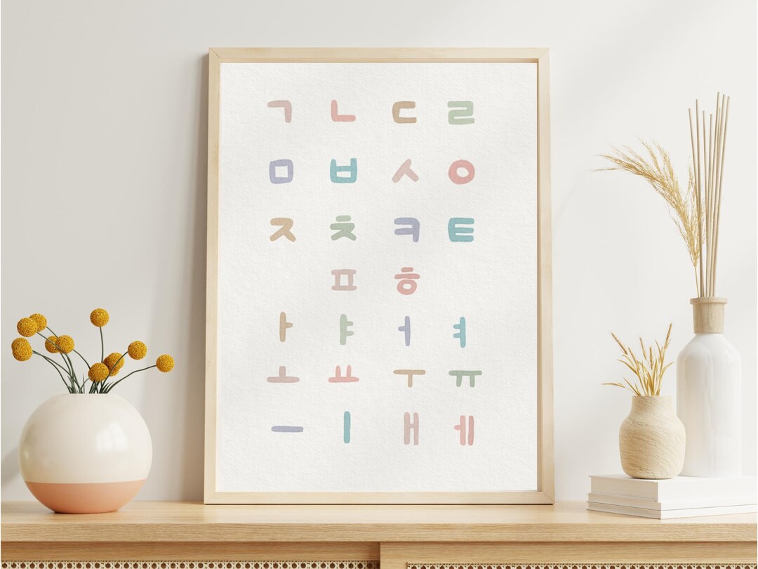 Korean Alphabet Printable Poster, Hangul Education, Korean Nursery ...