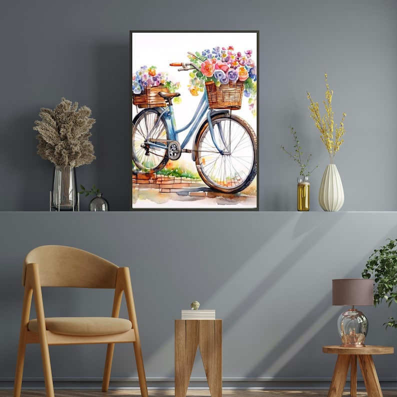 Bicycle Flower Basket|wall Art|printable Wall Art|digital Prints - Etsy