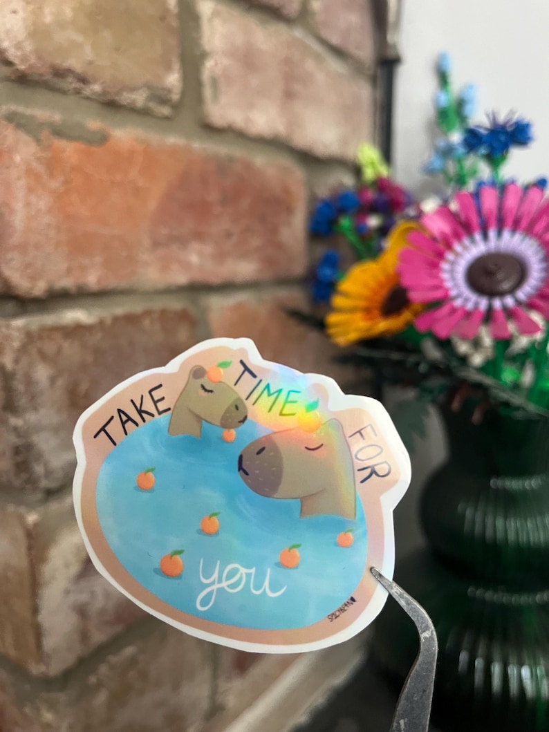 Capybara Glossy Vinyl Sticker, Take Time for You - Etsy