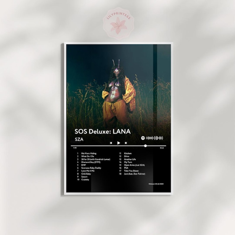 SZA SOS LANA Album Cover Poster – Aesthetic Music Wall Art ...