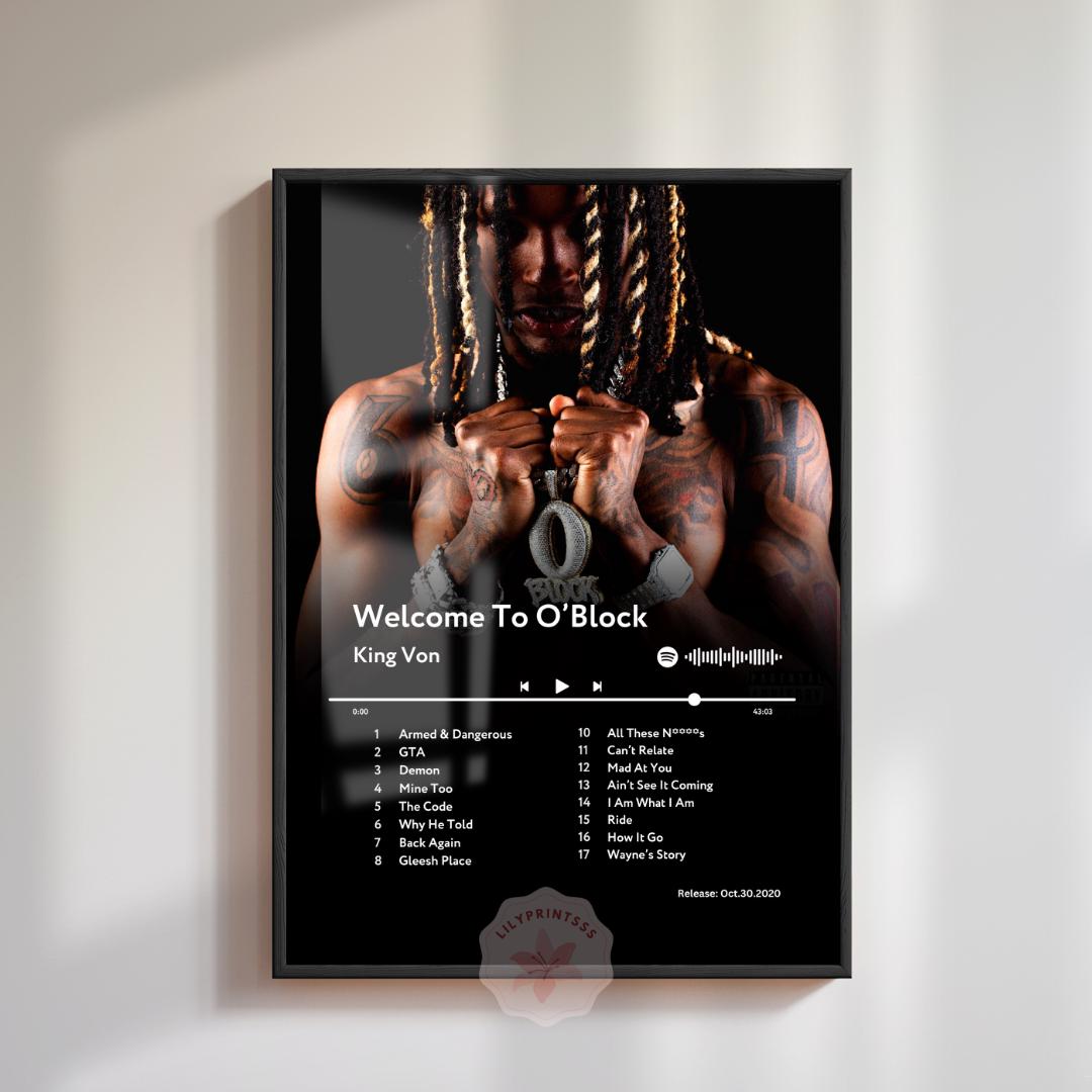 Welcome to O'block- King Von Album Cover Poster Music Wall Art ...