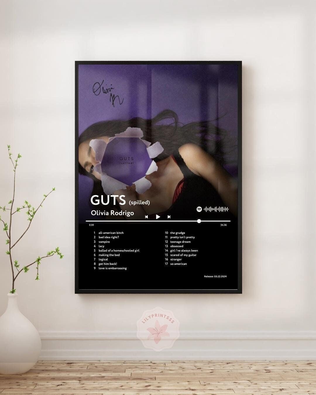 GUTS Spilled- Olivia Rodrigo Album Cover Poster – Aesthetic Music Wall ...
