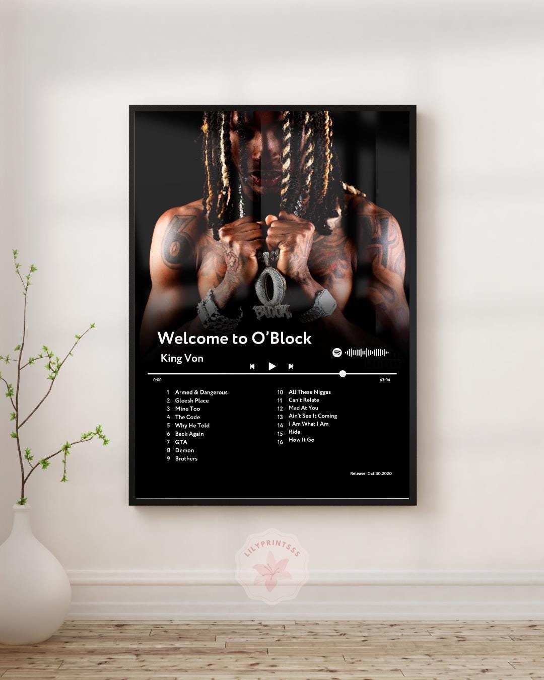 Welcome to O'block- King Von Album Cover Poster Music Wall Art ...